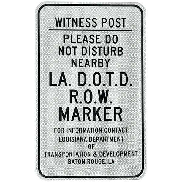 LA DOTD ROW Marker Sign 6.5"x10.5" – Evangeline Specialties
