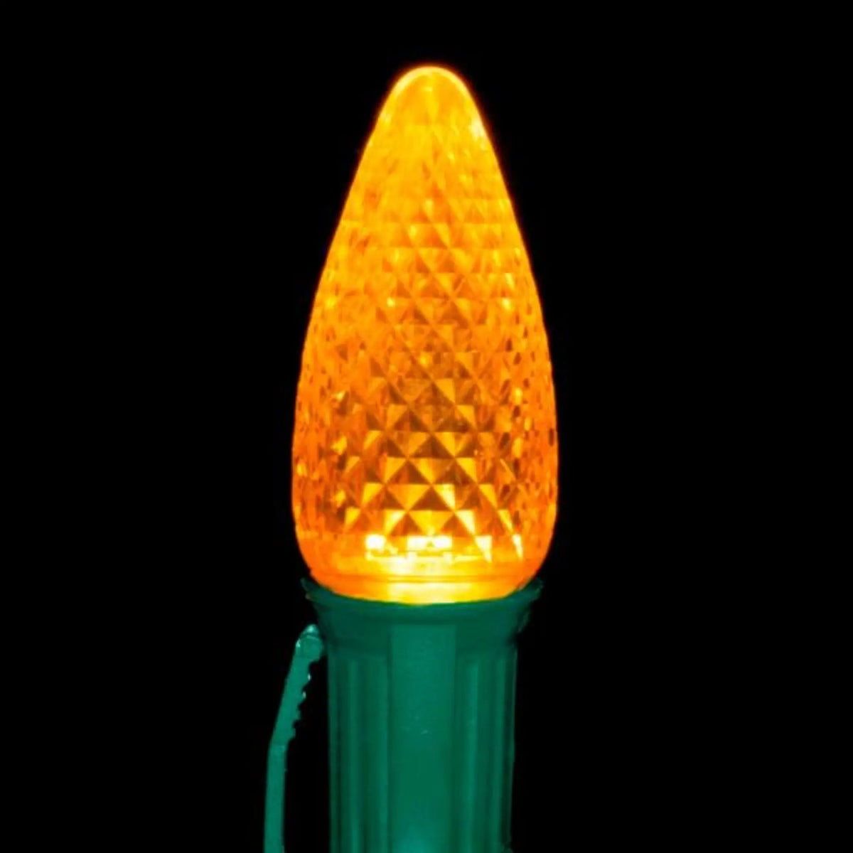 C9 Yellow LED Light Bulbs | Faceted | PK-25 – Evangeline Specialties
