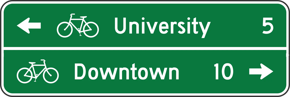D1-2C Bicycle Destination & Distance Sign – Evangeline Specialties