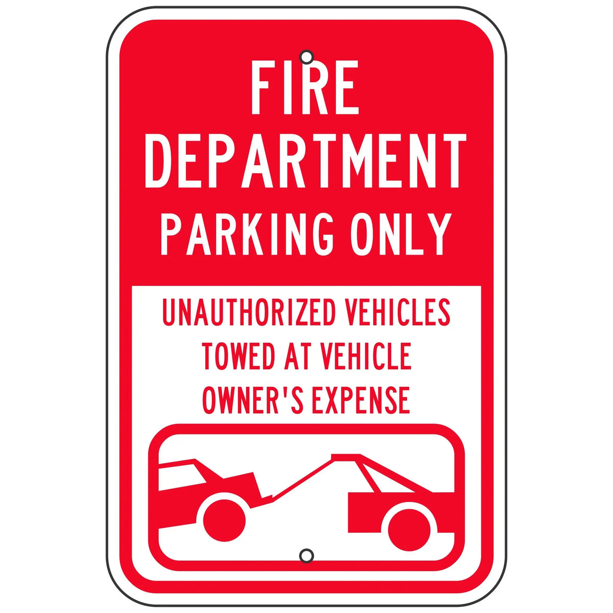 Fire Department Parking Only Sign 12"x18" – Evangeline Specialties
