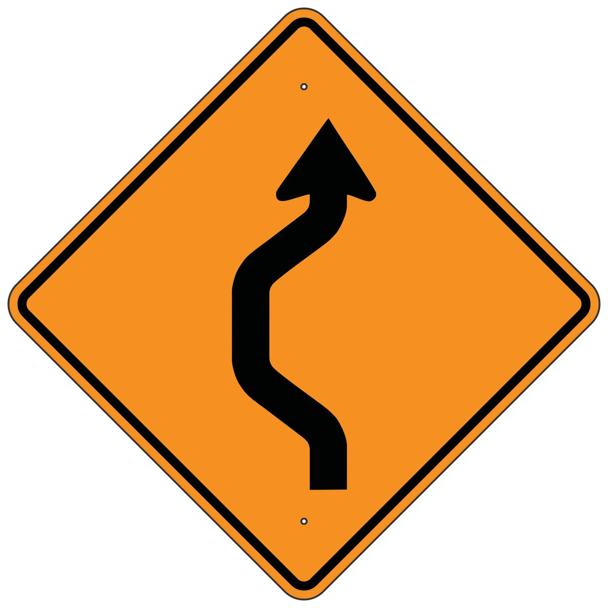 W24-1L Left Double Reverse Curve Sign – Evangeline Specialties