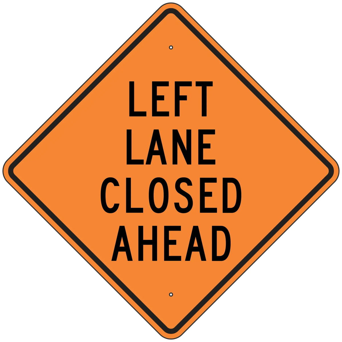 W9-3L Left Lane Closed Ahead Sign – Evangeline Specialties